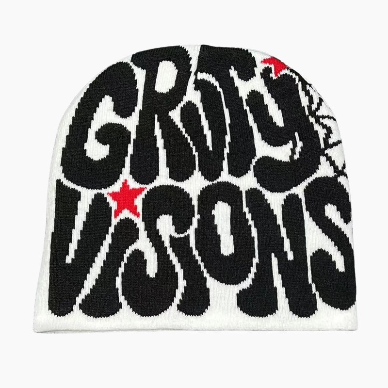 Bonnet Y2K 'Groovy Visions' noir et blanc | Y2K Club – Y2K CLUB